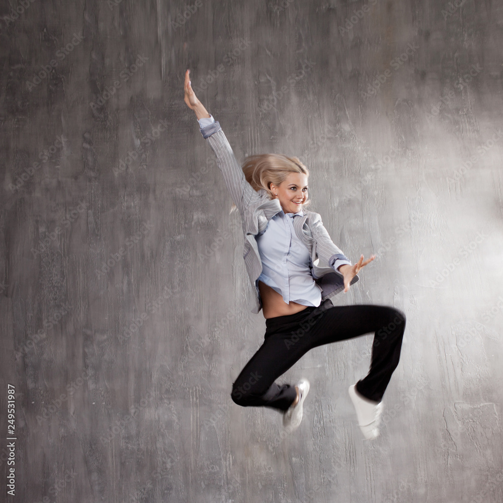 Business Woman Jumping For Joy