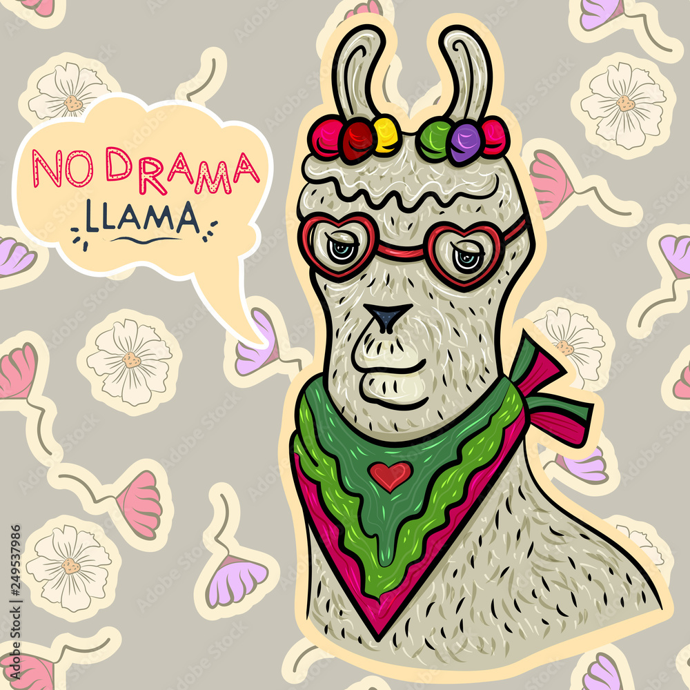 Llama no drama, great design for any purposes. Cute llama card with No ...