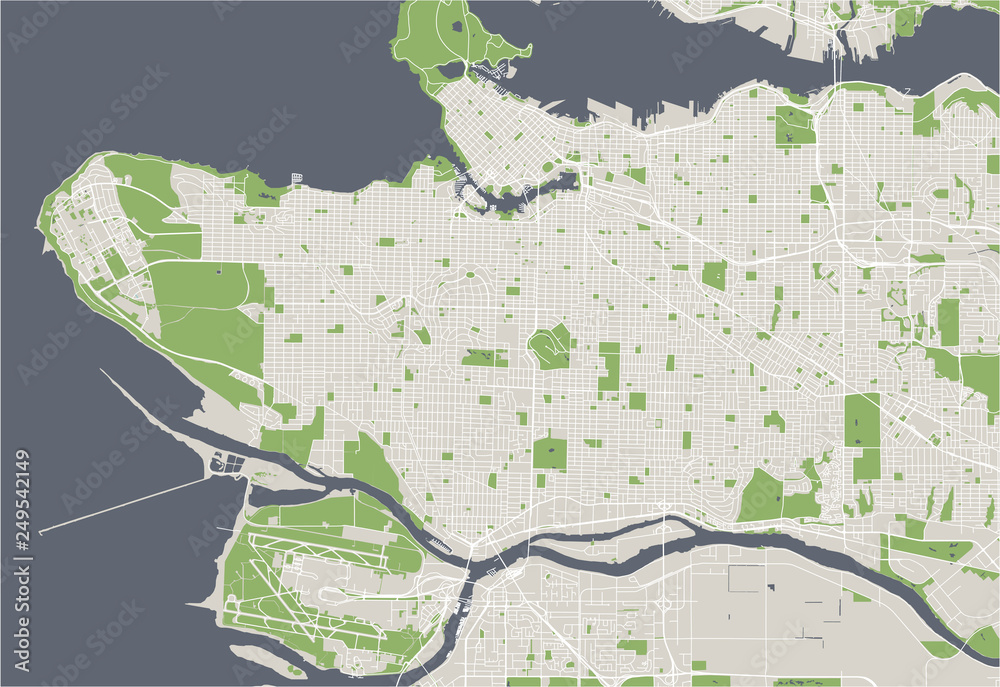 map of the city of Vancouver , Canada Stock Vector | Adobe Stock