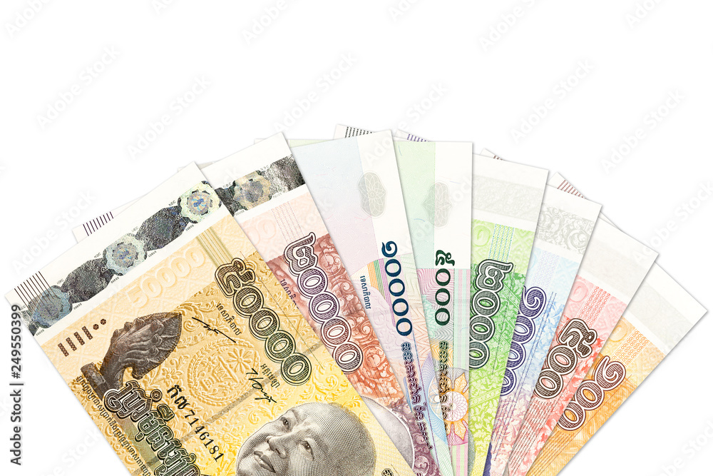 some new cambodian riel banknotes indicating economics foto de Stock ... some new cambodian riel banknotes indicating economics foto de Stock ...