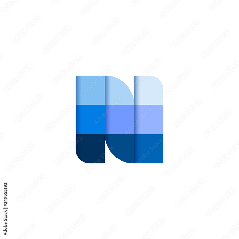 Initial Letter N Square Pixel Logo Design Inspiration in Blue Gradient ...