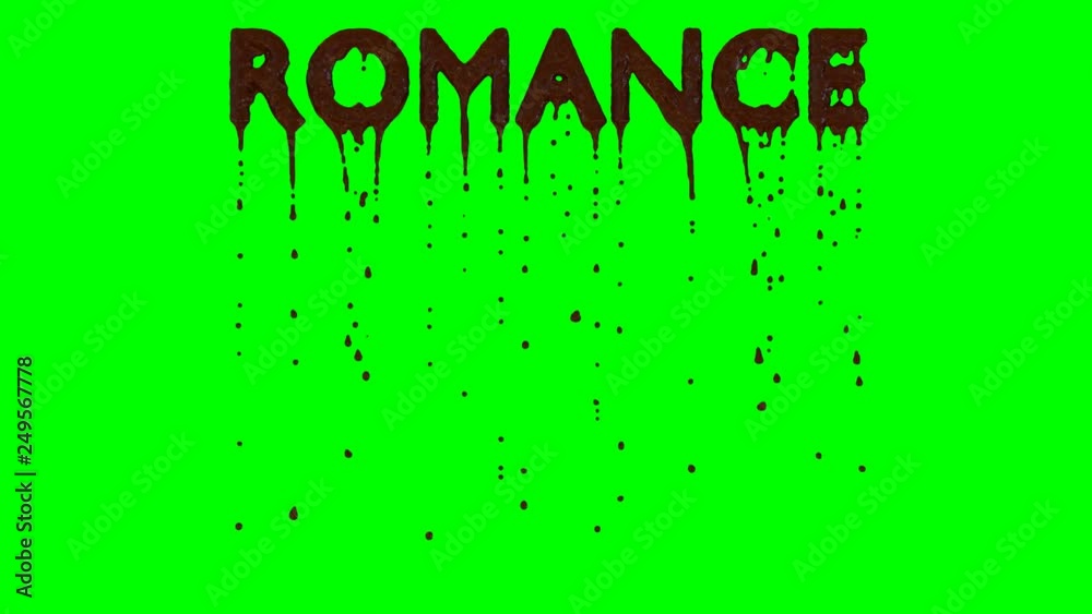 Animated dripping a lot of melted chocolate from all caps text Romance ...