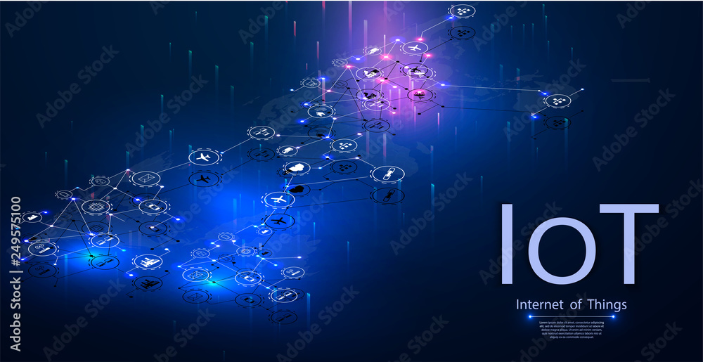 Internet of things (IOT), devices and connectivity concepts on a ...