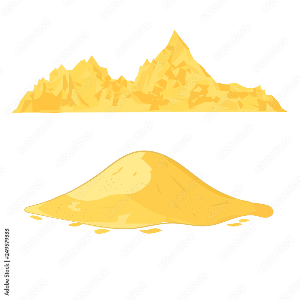 Sand heap. Cement pile or yellow sand mound cartoon vector illustration ...