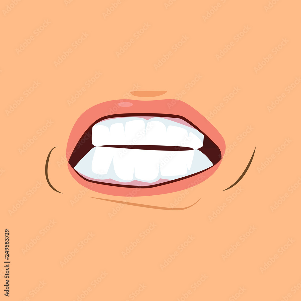Clenched teeth vector illustration Stock Vector | Adobe Stock