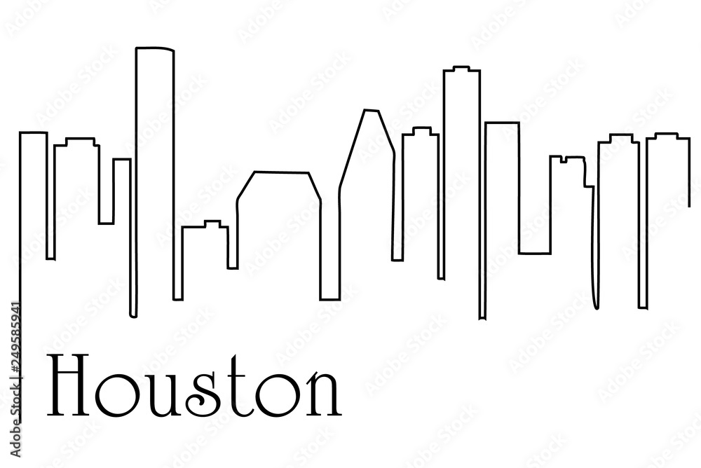 Houston city one line drawing abstract background with cityscape Stock ...