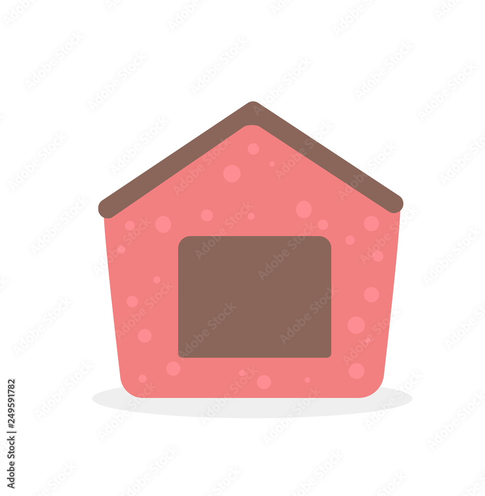 Cartoon picture with dog shed, dog house, dog box. Vector illustration ...