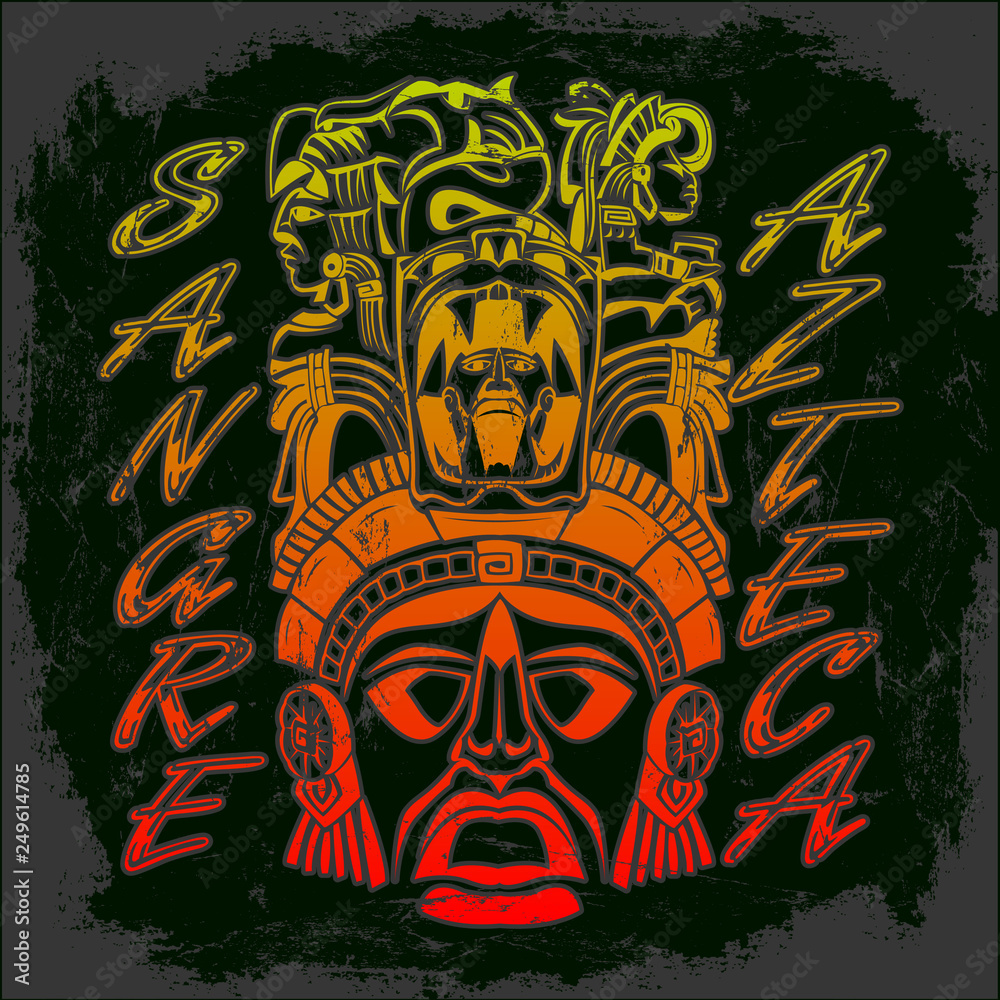Sangre Azteca, Aztec Blood Spanish text Aztec Pride vector design ...