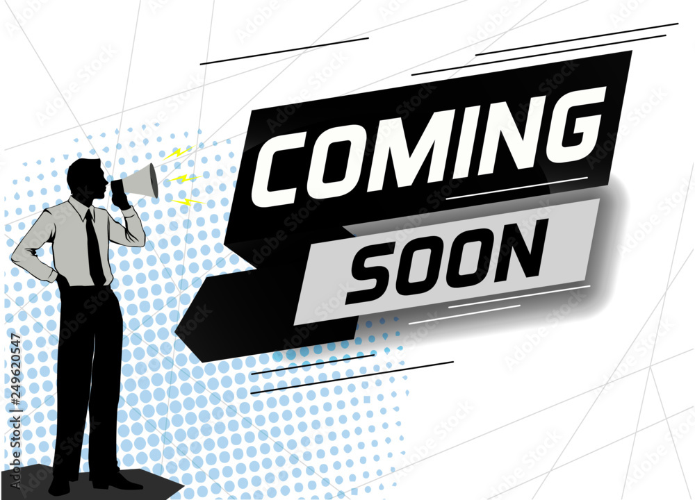 people shouting on megaphone with coming soon word vector illustration ...