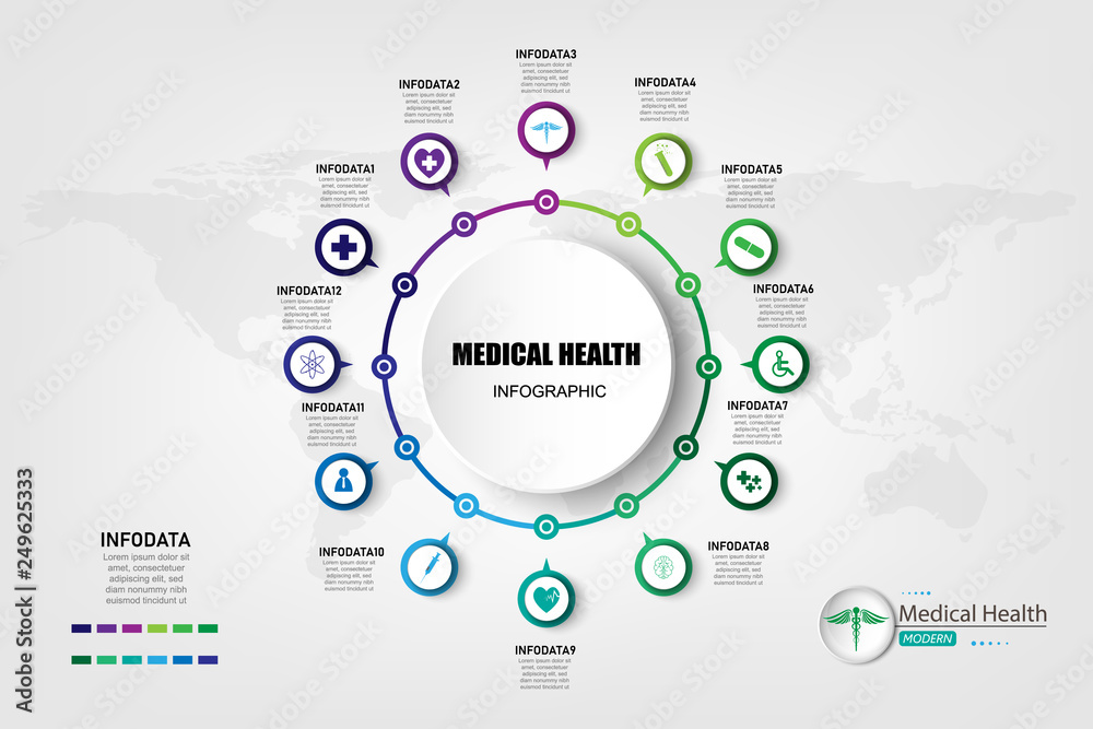 Medical information display Process chart Abstract element of the ...