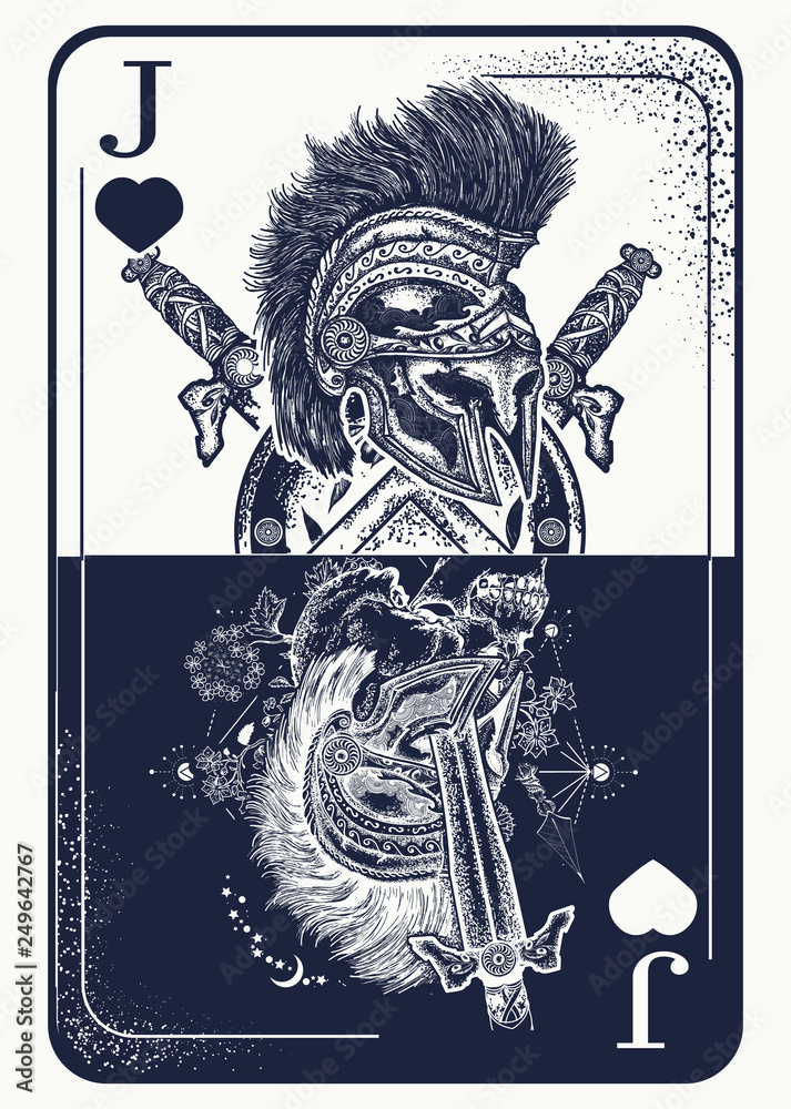 Joker Playing Card Tattoo And T shirt Design Spartan Warrior Gothic Joker Playing Card Tattoo And T shirt Design Spartan Warrior Gothic
