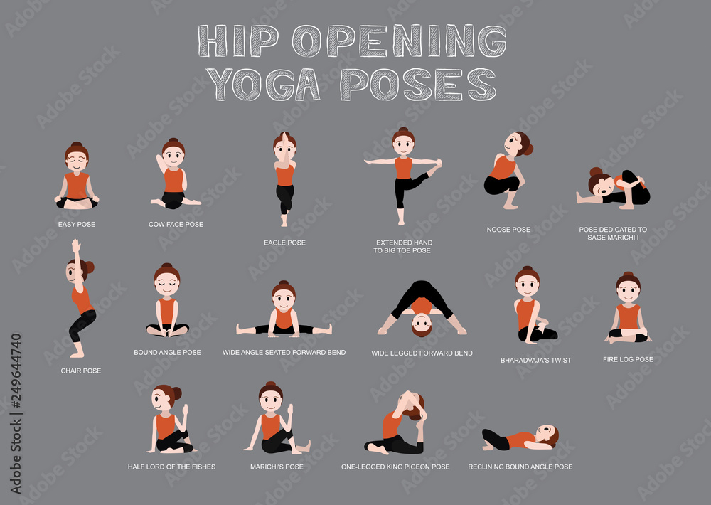 Hip Opening Yoga Poses Vector Illustration Stock Vector | Adobe Stock