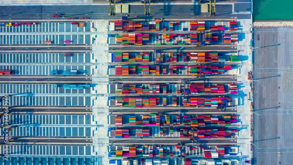 Container ship carrying container loading at port for import and export ...