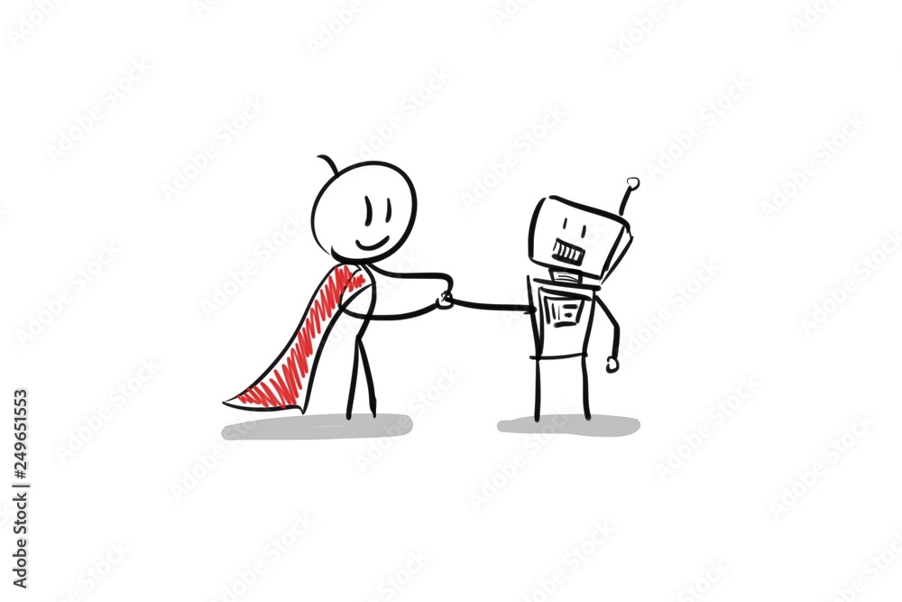 artificial intelligence stickman robot human Stock Illustration | Adobe ...