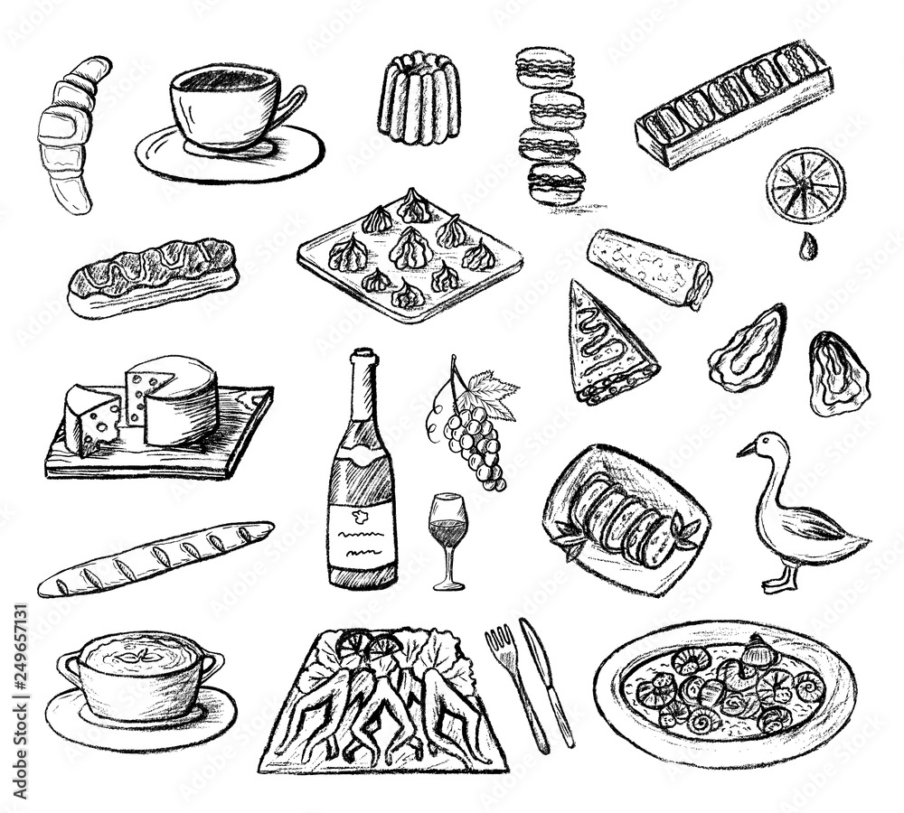 French Food Drawing