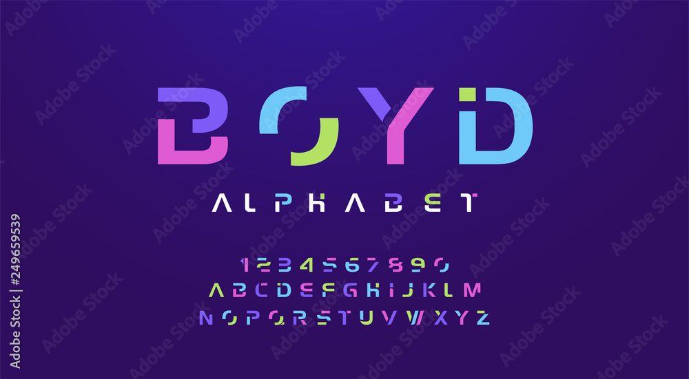 Colorful letters and numbers font set. Colored alphabet, typography ...