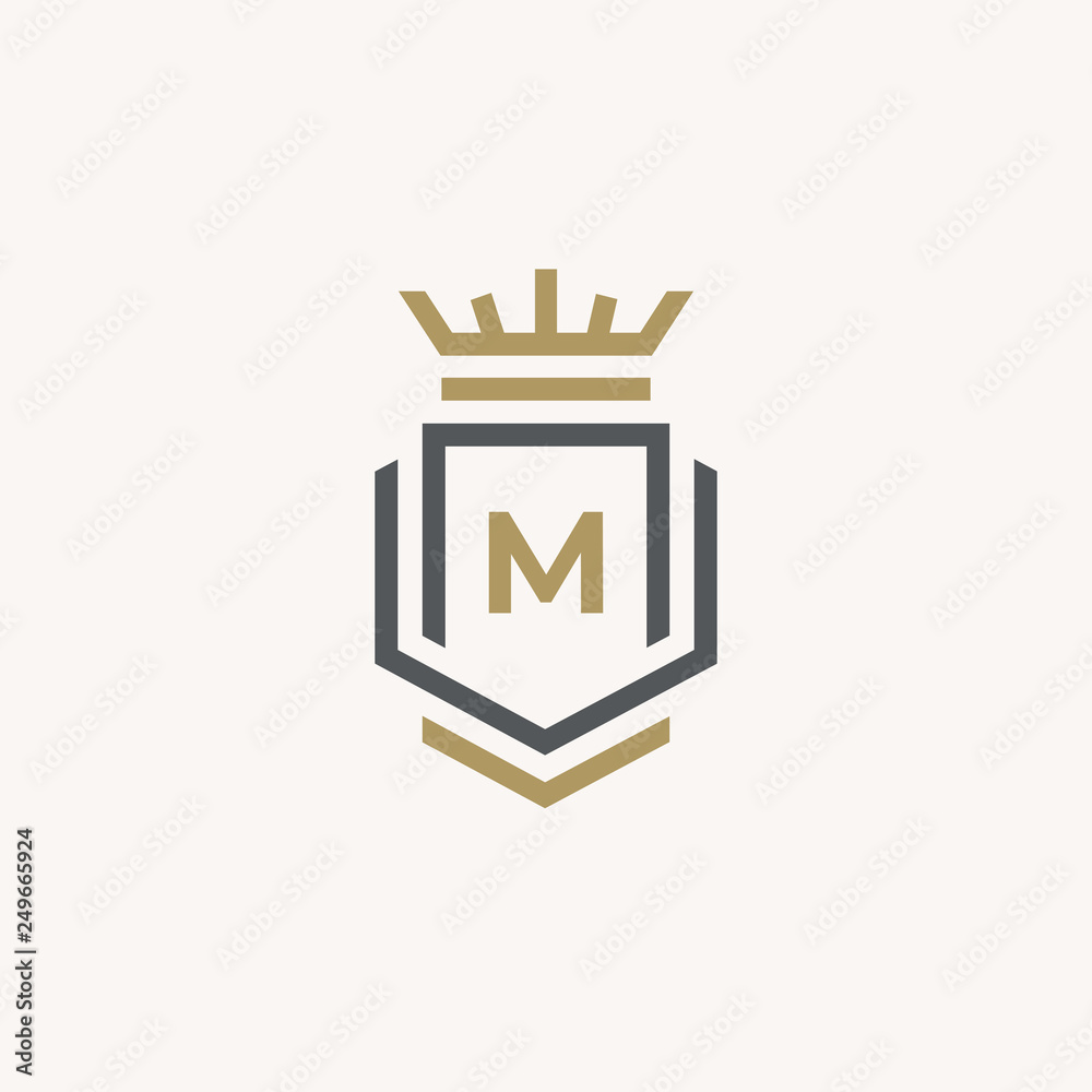 Heraldic Letter M monogram. Elegant minimal logo design. Letter M ...