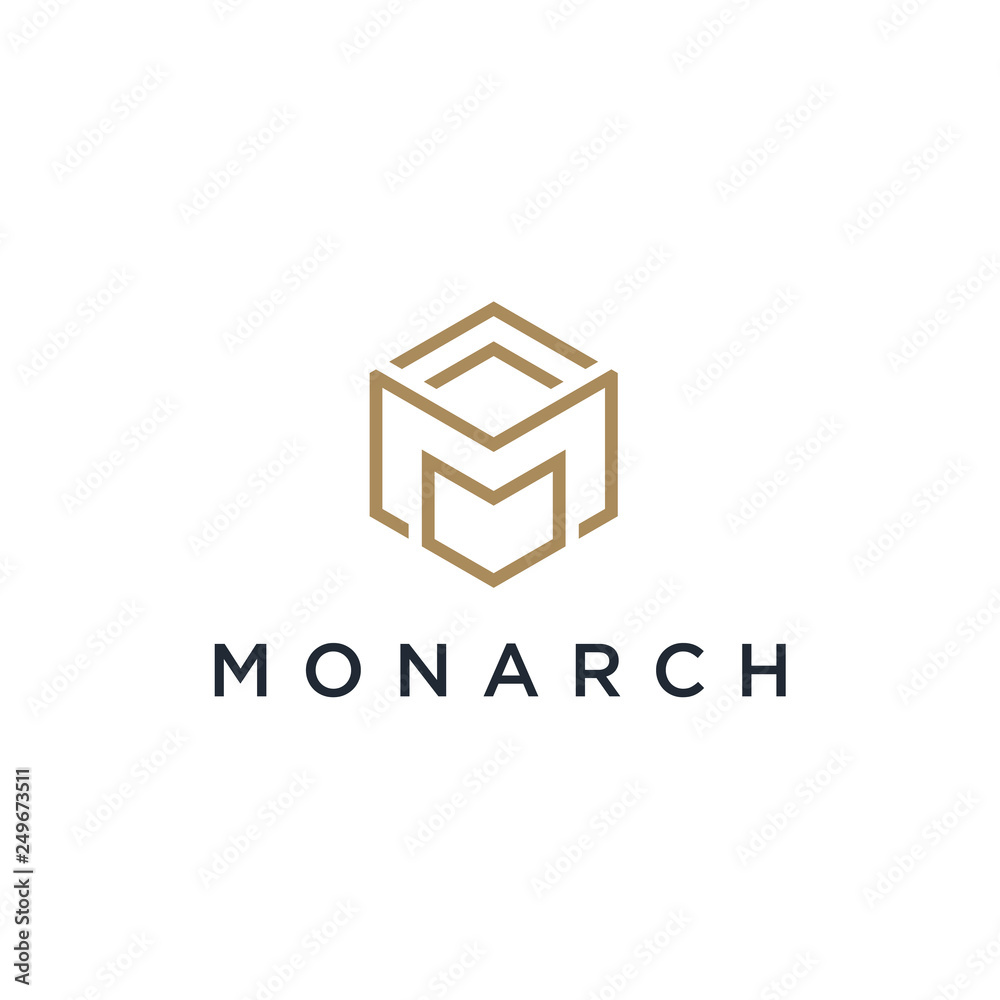 Letter M line logo design. Linear creative minimal monochrome monogram ...