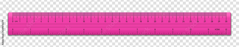 Realistic plastic pink tape ruler isolated on transparent background ...