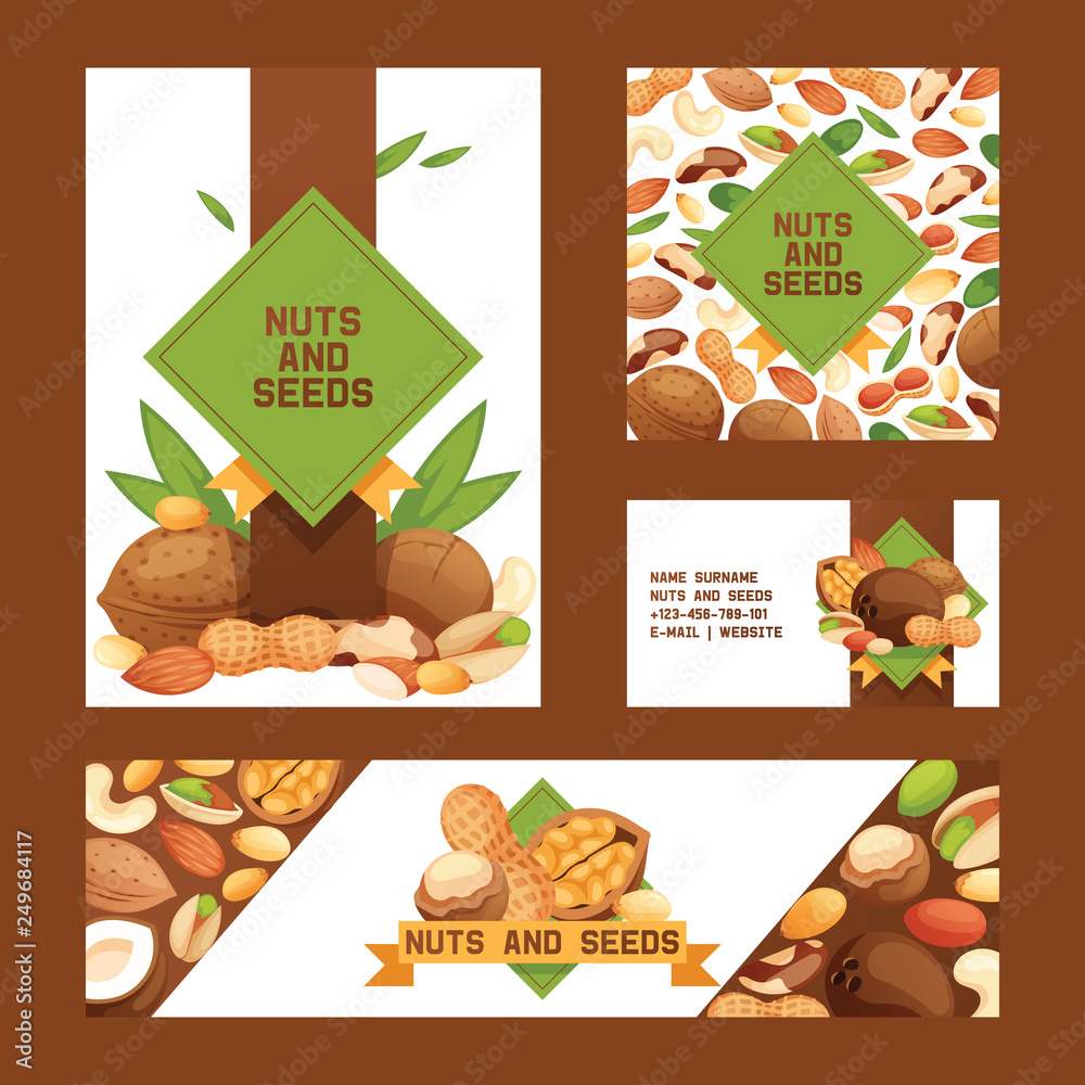 Nut vector nutshell of hazelnut walnut and almond nuts set backdrop ...