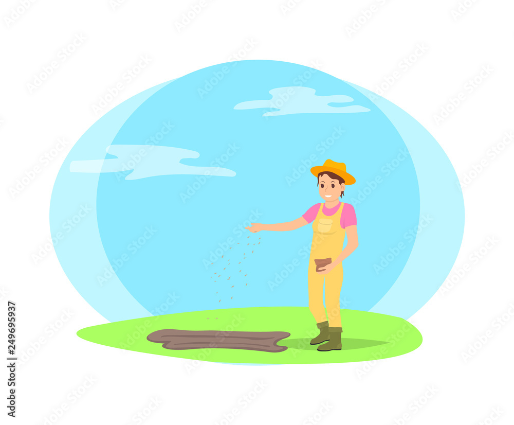 Farmer Planting Seeds Cartoon