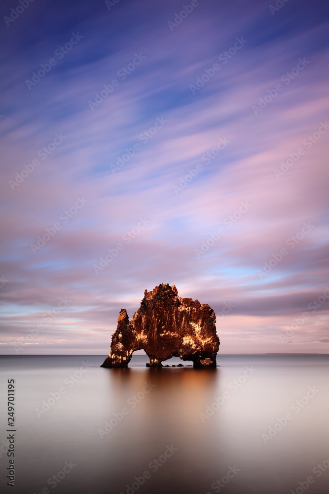 Hvitserkur troll rock, is a 15 meter high basalt stack located off the ...