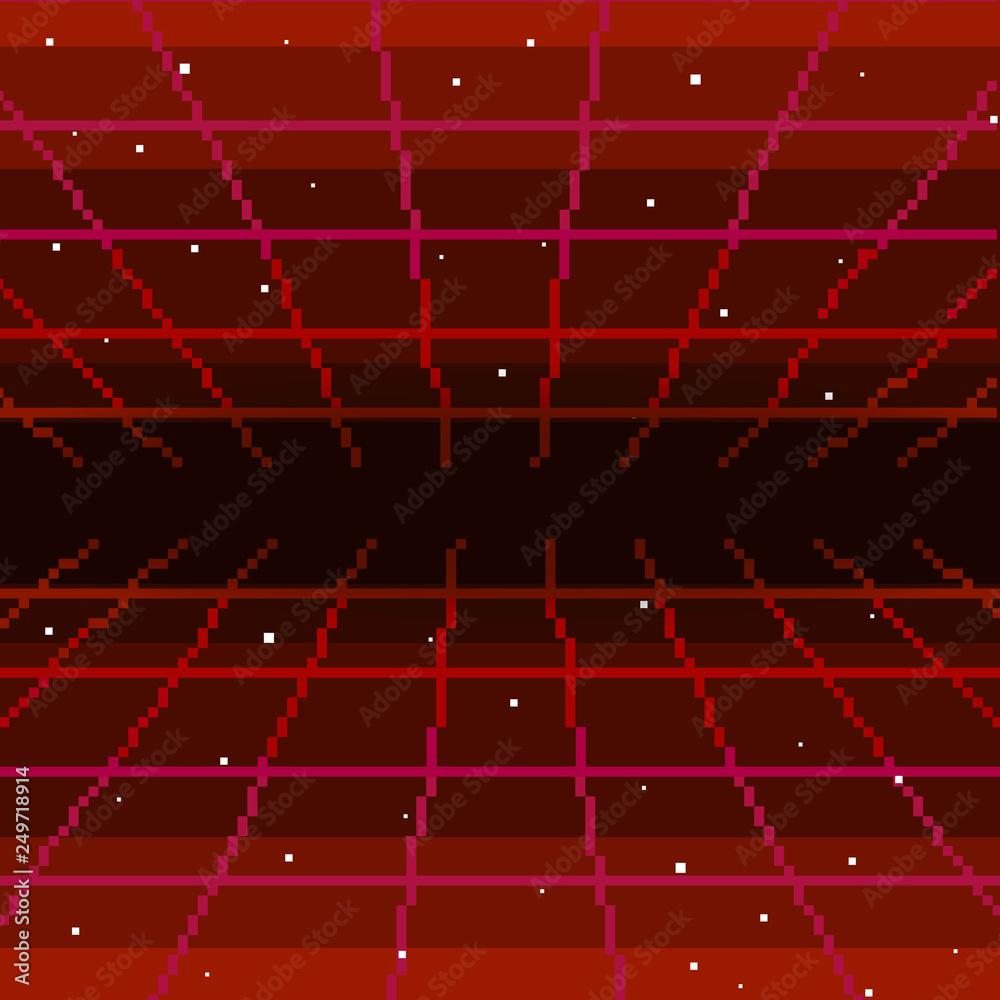 Vector pixel art of 80s Retro sci-Fi background. Pixel art background ...