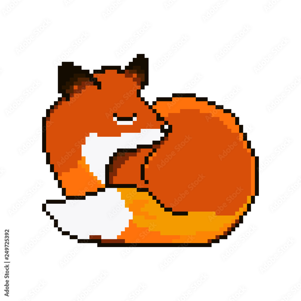 Cute pixel art fox. Winter. Pixel art. 8 bit. Vector illustration Stock ...