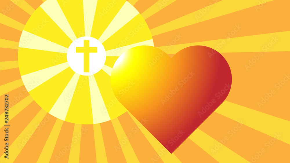 Beauty vector image wich heart of person in rays of Jesus Christ. God ...