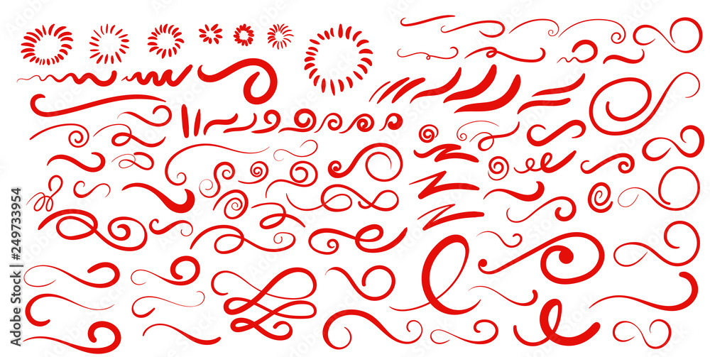 Set of Swashes, swoops, scribbles, and squiggles for typography ...