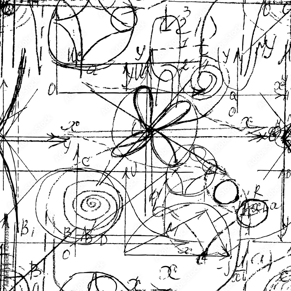 Mathematical seamless texture with handwritten math, algebra and ...