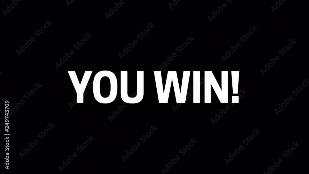 retro videogame YOU WIN! text computer old tv glitch interference noise screen animation ...