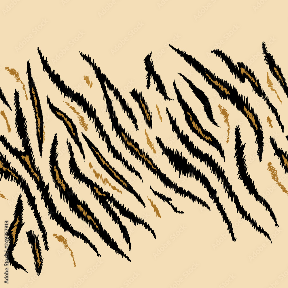 Tiger Texture Seamless Animal Pattern. Striped Fabric Background Tiger ...
