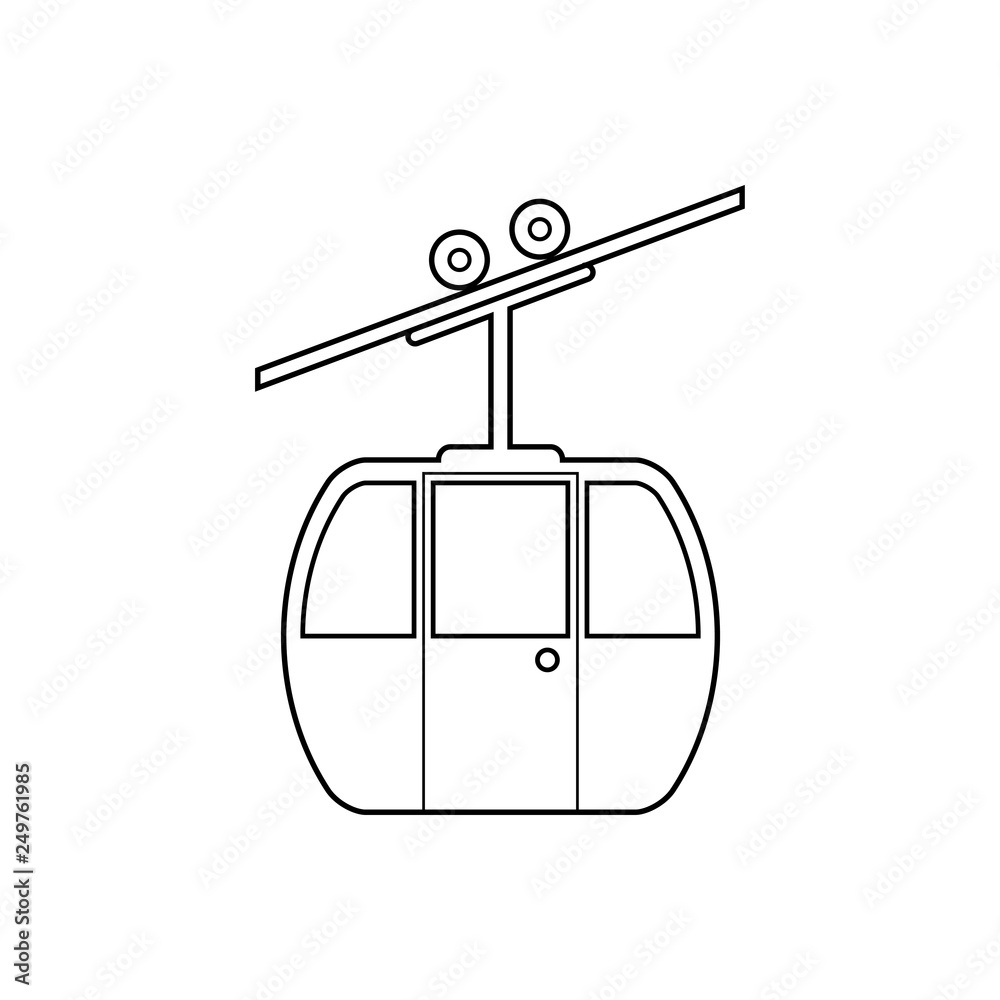 Icono plano lineal teleférico en color negro Stock Vector | Adobe Stock