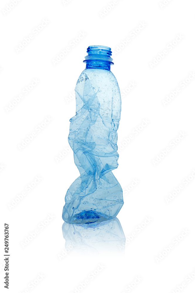 Crumpled plastic Water bottle on white background Stock Photo | Adobe Stock