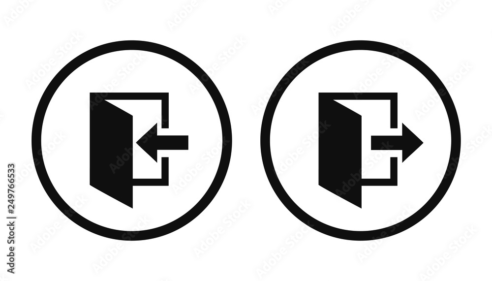 Exit and entrance icons set isolated. Leave symbol for web site ...