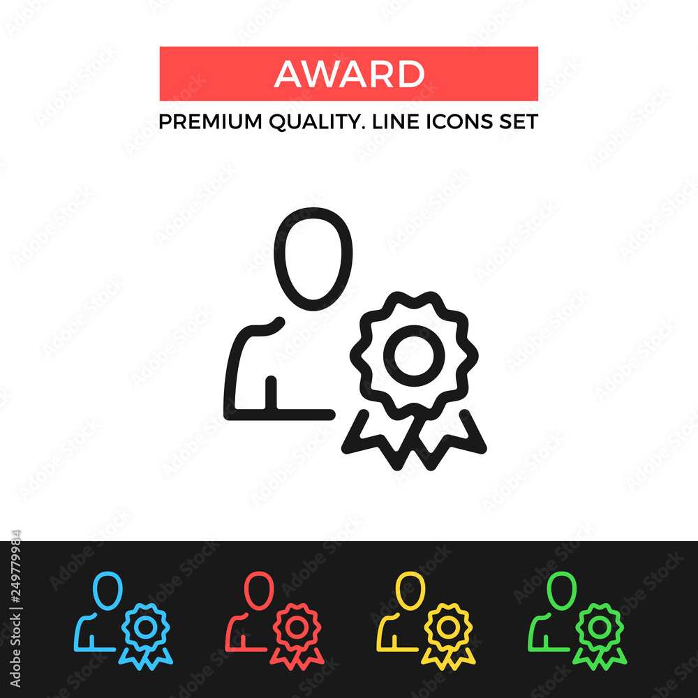 Vector award icon. Man with award badge. Premium quality graphic design ...