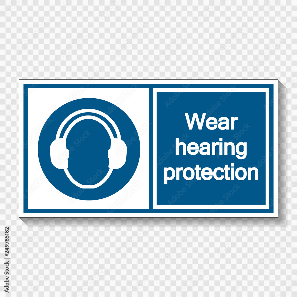Symbol Wear hearing protection on transparent background Stock Vector ...