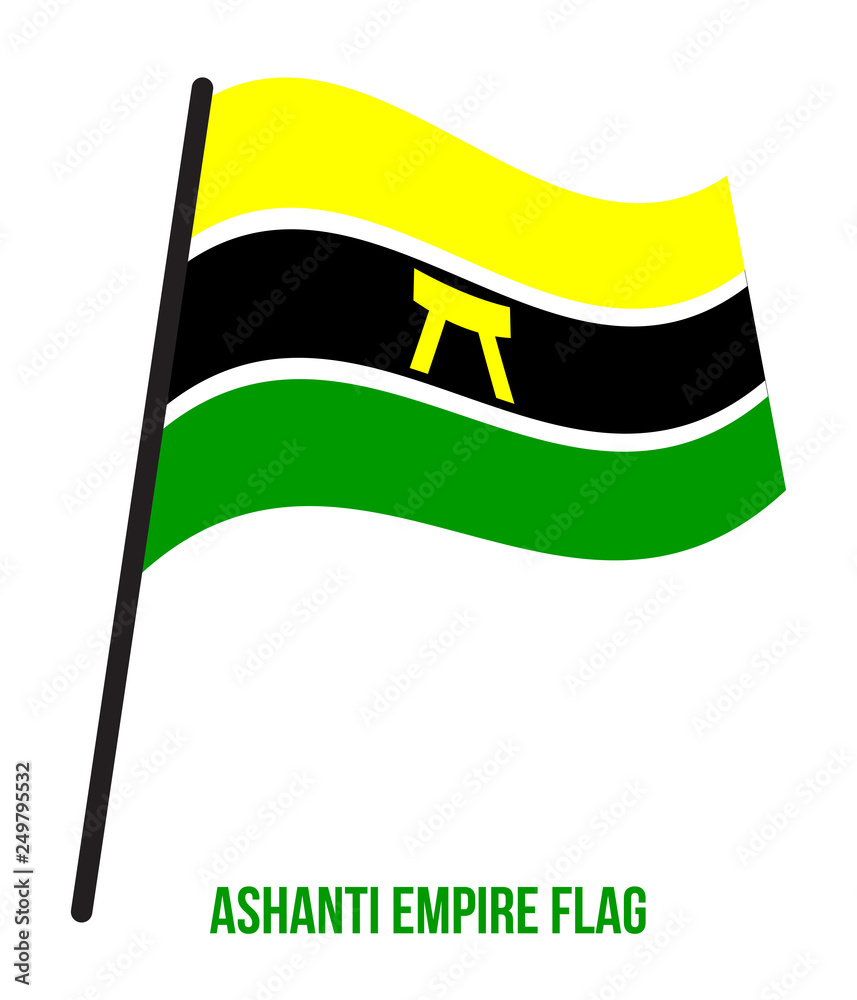 Ashanti Empire Flag Waving Vector Illustration on White Background ...