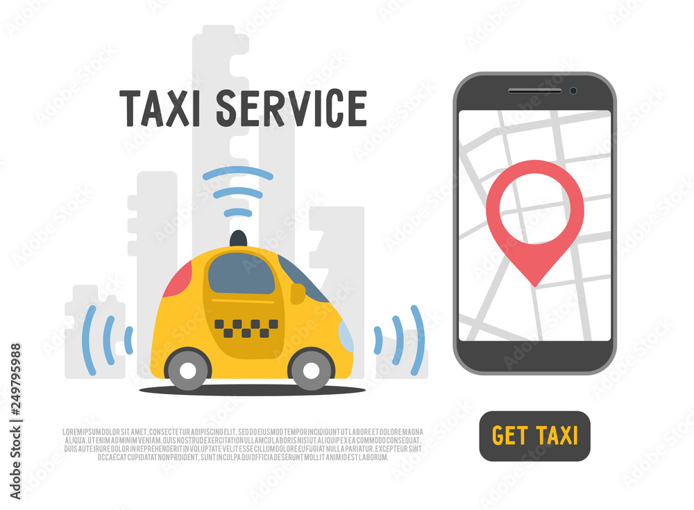 Autonomous self-driving automobile. Smartphone with application for ...