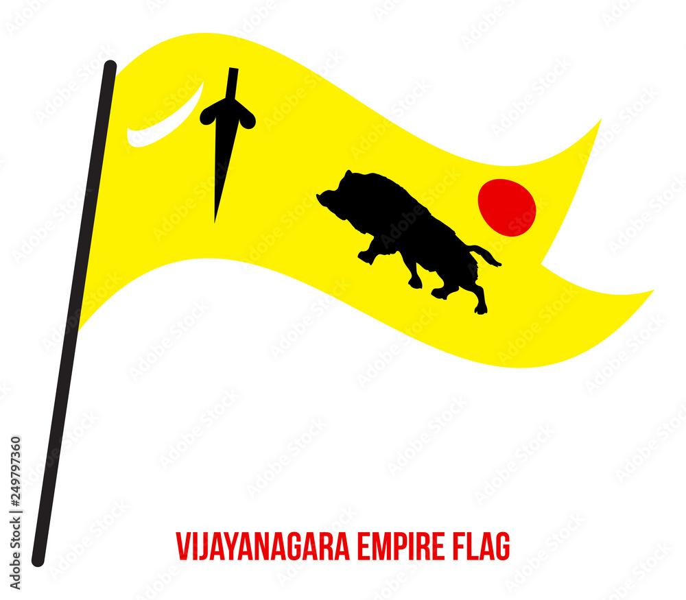 Vijayanagara Empire (1336-1646) Flag Waving Vector Illustration on ...
