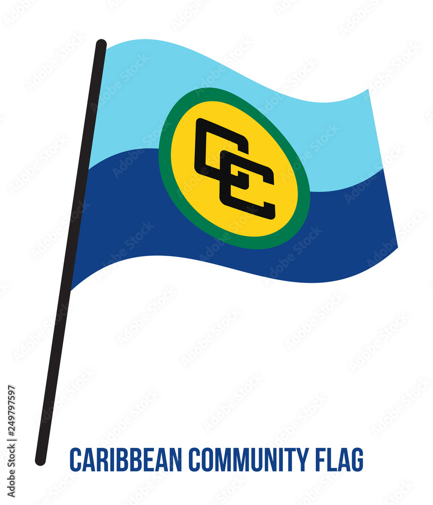 Caribbean Community Flag Waving Vector Illustration on White Background ...