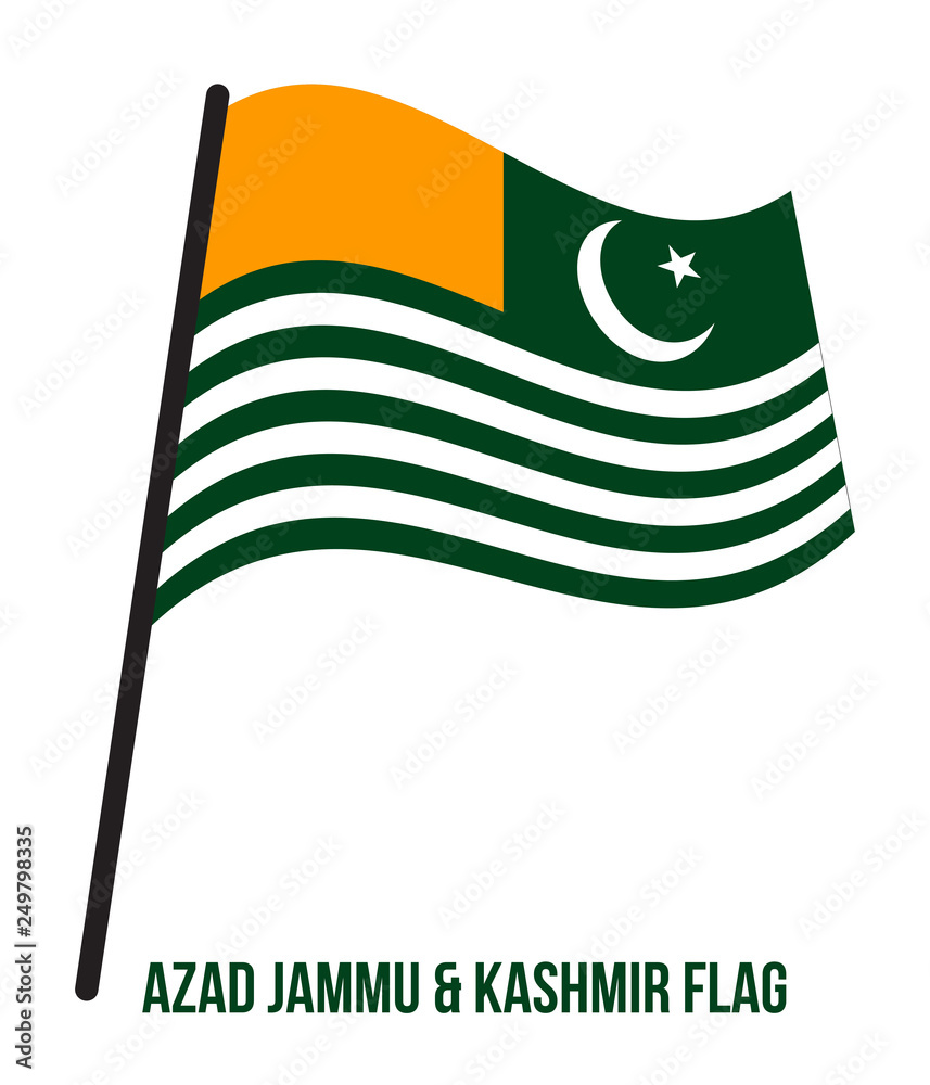 Azad Jammu and Kashmir Flag Waving Vector Illustration on White ...
