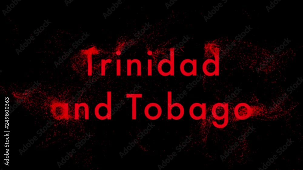 “Trinidad and Tobago” Animated Typography. Word Reveal with blowing red ...