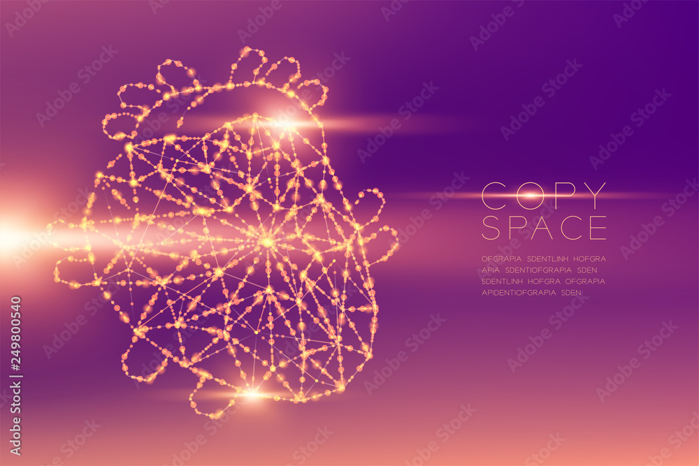 Heart shape futuristic pattern wireframe polygon bokeh light structure ...