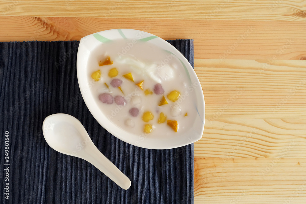 Colorful thai dessert "bua loy or bua Loi" Contains coconut milk ...