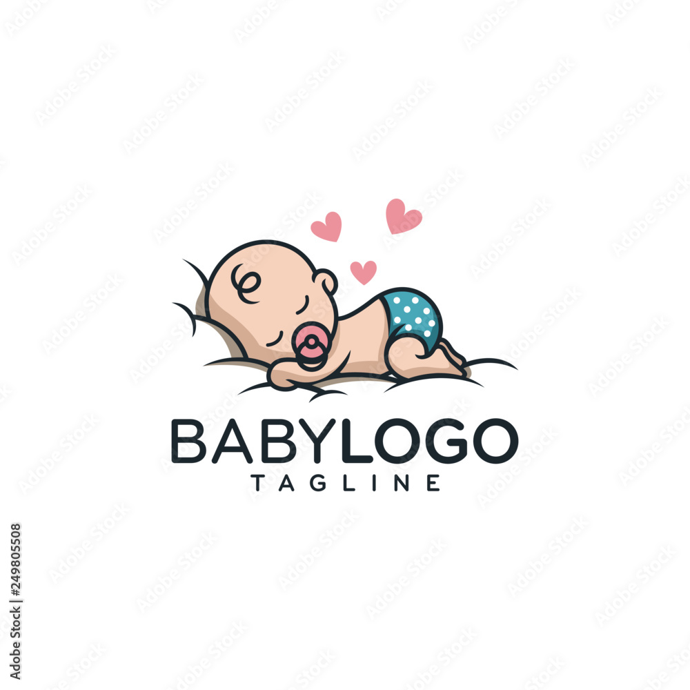 Cute Baby Logo Design Vector Stock Vector | Adobe Stock