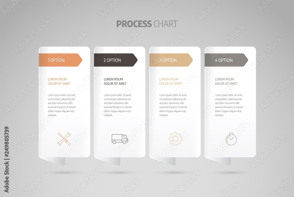 Process chart. Business data element of chart, graph, diagram with 4 ...