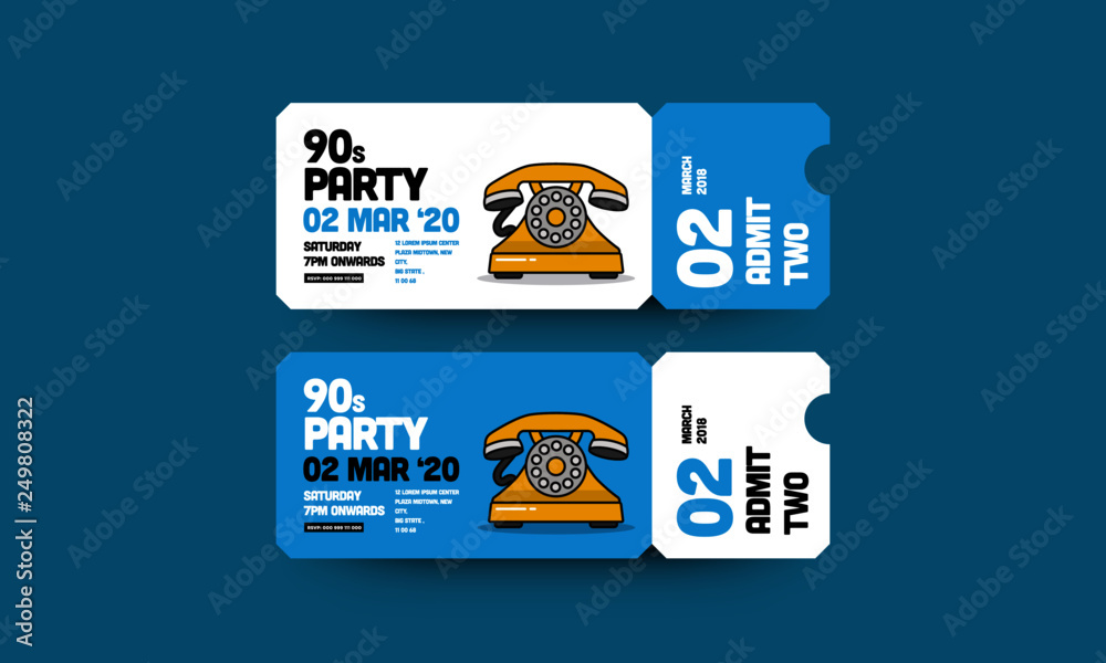 90s Party Retro Telephone Invitation Design with Where and When Details ...