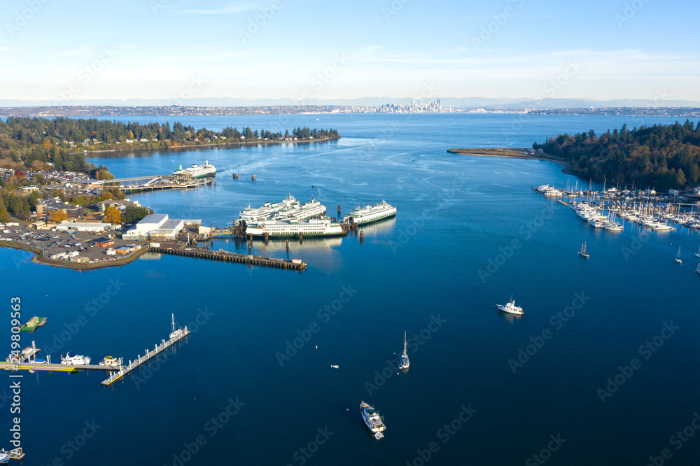 Bainbridge Island Winslow Waterfront Eagle Harbor Drone Aerial View ...